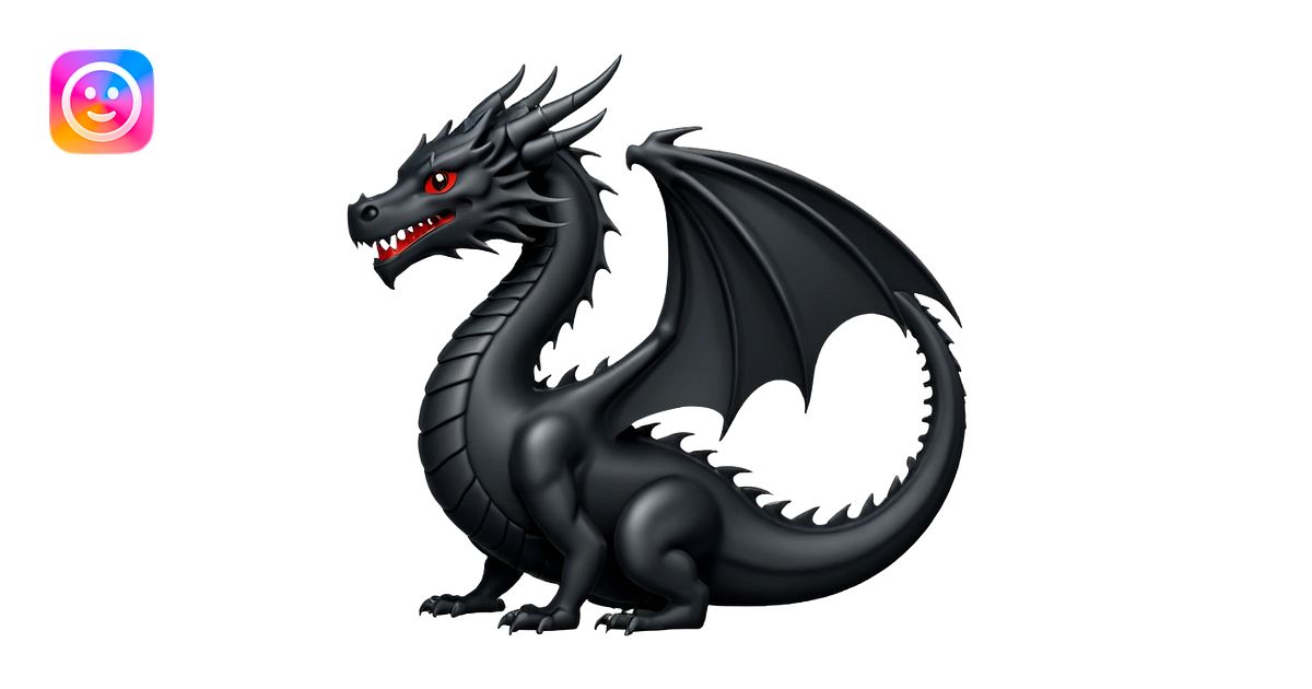 Minimalist Black dragon symbol emoji | AI Emoji Generator