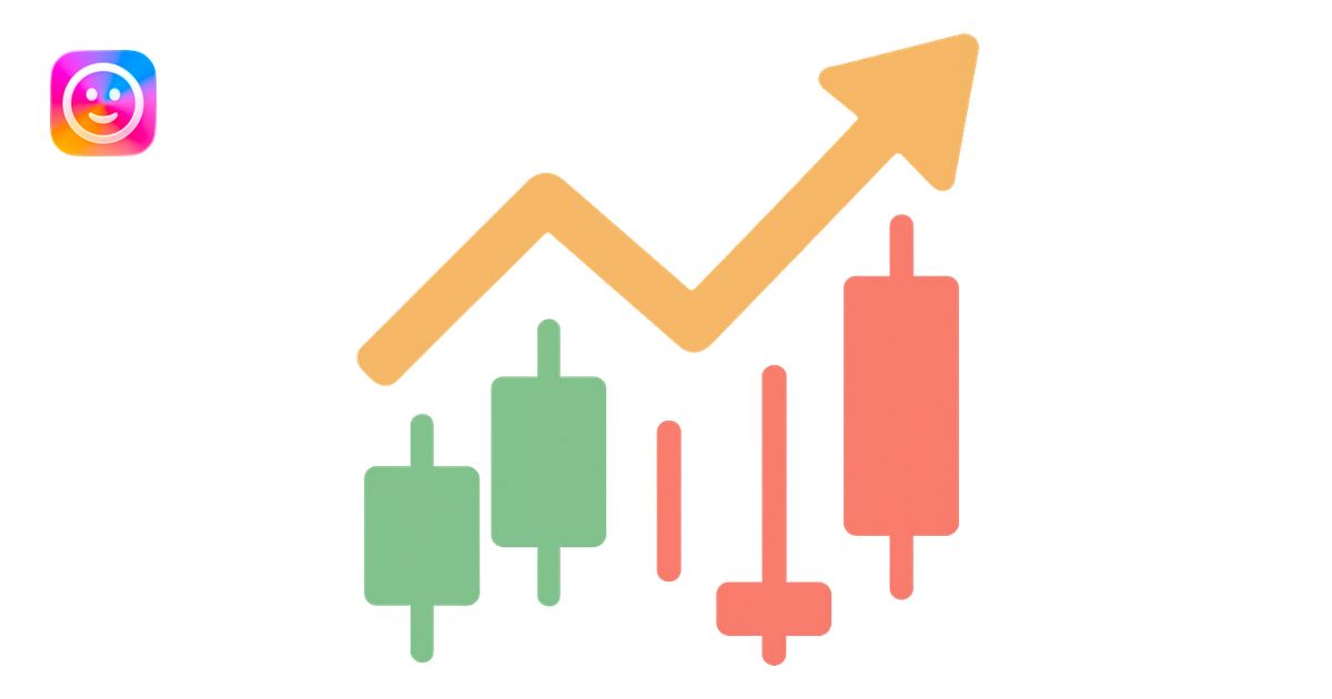 trading icon with candlestick chart elements, clean and modern emoji ...