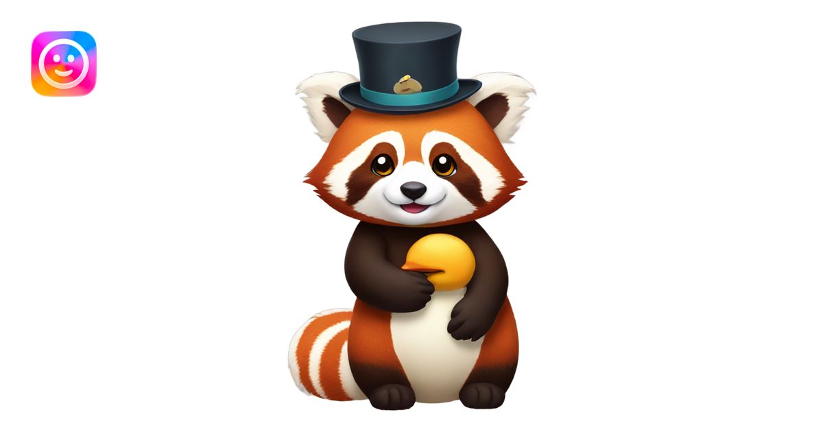 Red panda wearing duck hate emoji | AI Emoji Generator