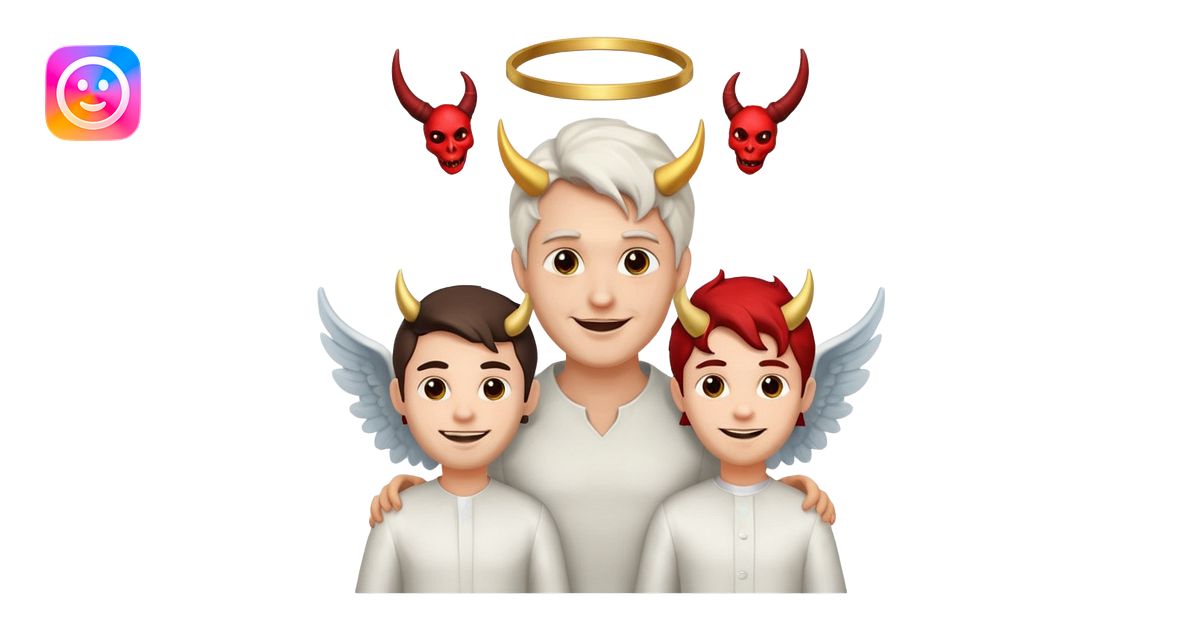 create a angel and devil in one man emoji emoji | AI Emoji Generator
