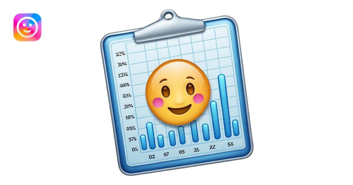 ios style emoji for report sheet consisting graph/ charts with sparkle ...