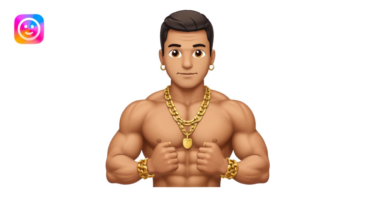 smug muscular shirtless colombian flexing with gold chain emoji | AI ...