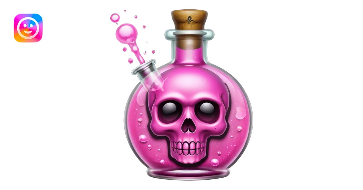 glitter toxic pink potion with dead symbol emoji | AI Emoji Generator