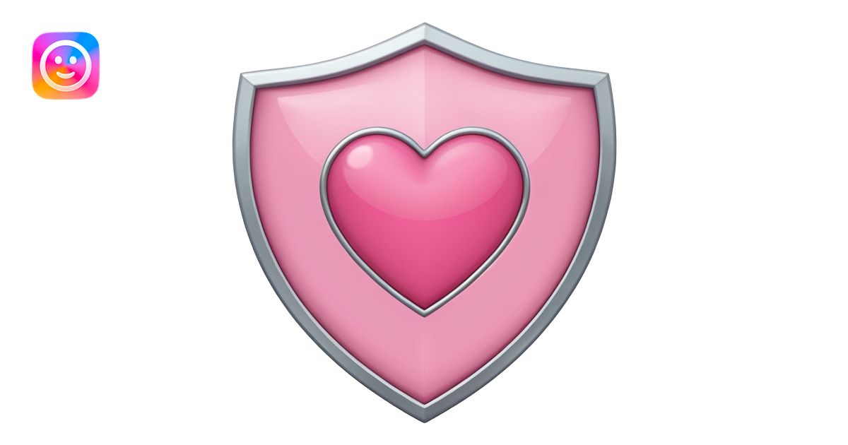pink shield with white frame and a heart on it emoji | AI Emoji Generator