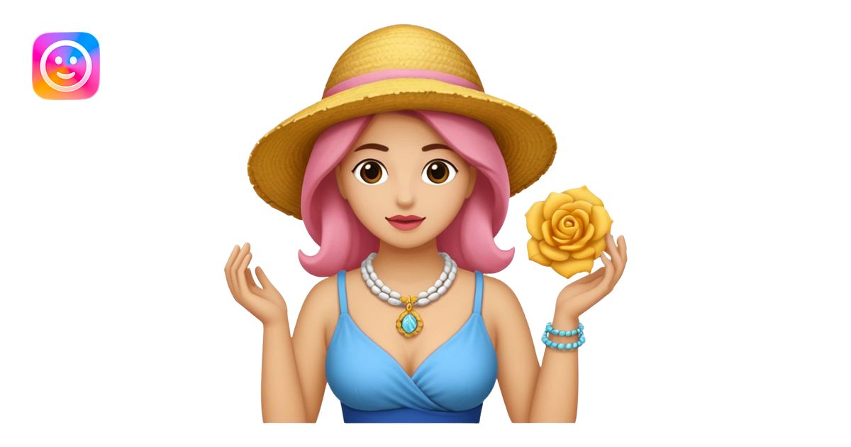 Rosa mujer comprando collares de concha marina 🐚 emoji | AI Emoji Generator