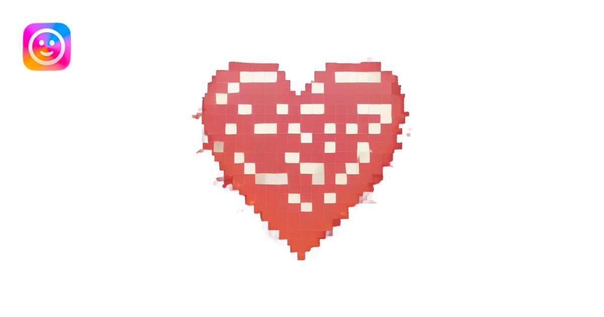 A pixelated heart with an animated pulse effect that shows tiny sparks ...