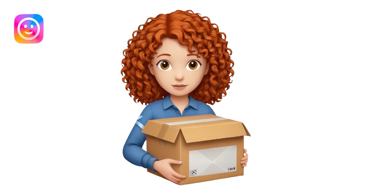 box carrier curly red haired girl emoji | AI Emoji Generator