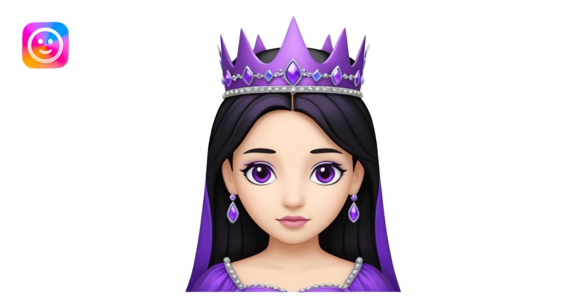 Obsidian Princess – black tiara + violet trim emoji | AI Emoji Generator