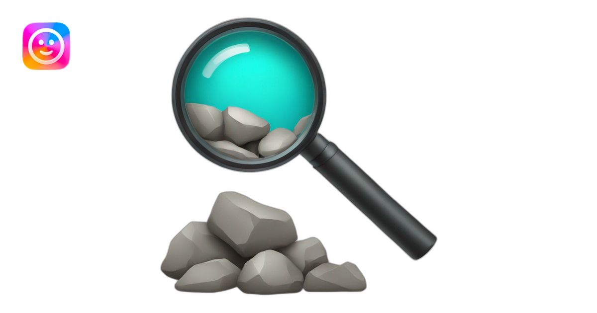 Magnifier with rocks and statistics emoji | AI Emoji Generator