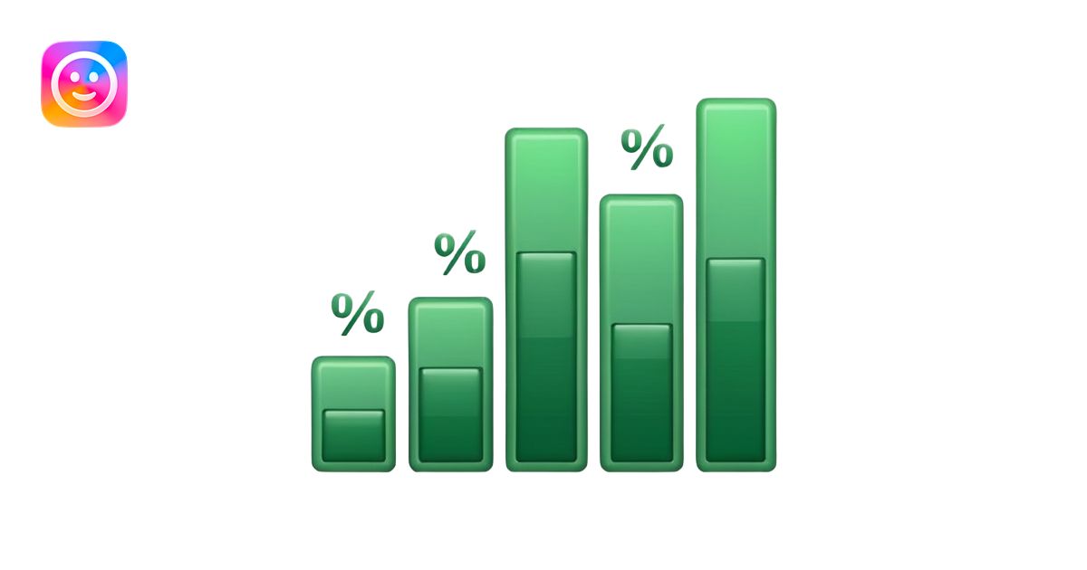 green bar chart decrease and percentage sign emoji | AI Emoji Generator