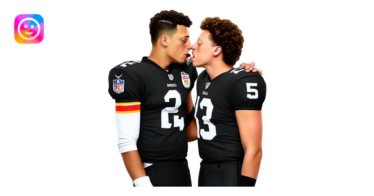 Patrick Mahomes kissing referee emoji | AI Emoji Generator