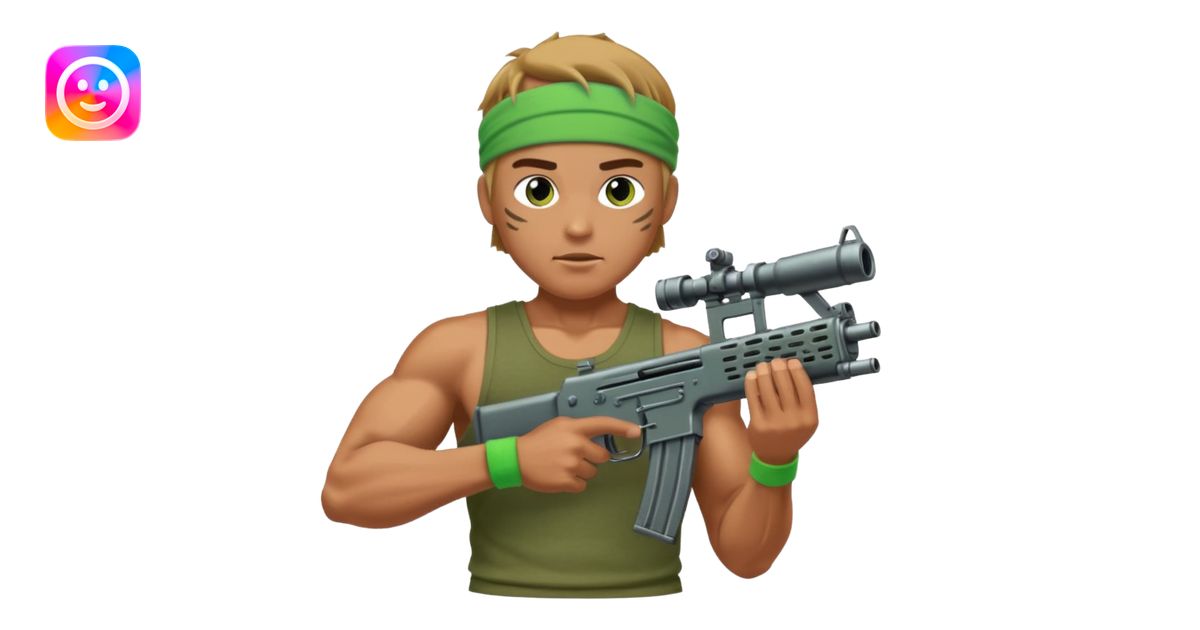 Rambo shooting emoji | AI Emoji Generator