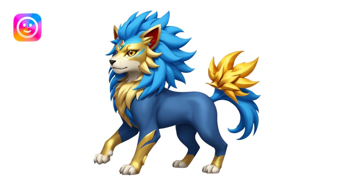 Pyroar-Solgaleo-Luxray-Fakémon-hybrid-creature (full body) emoji | AI ...