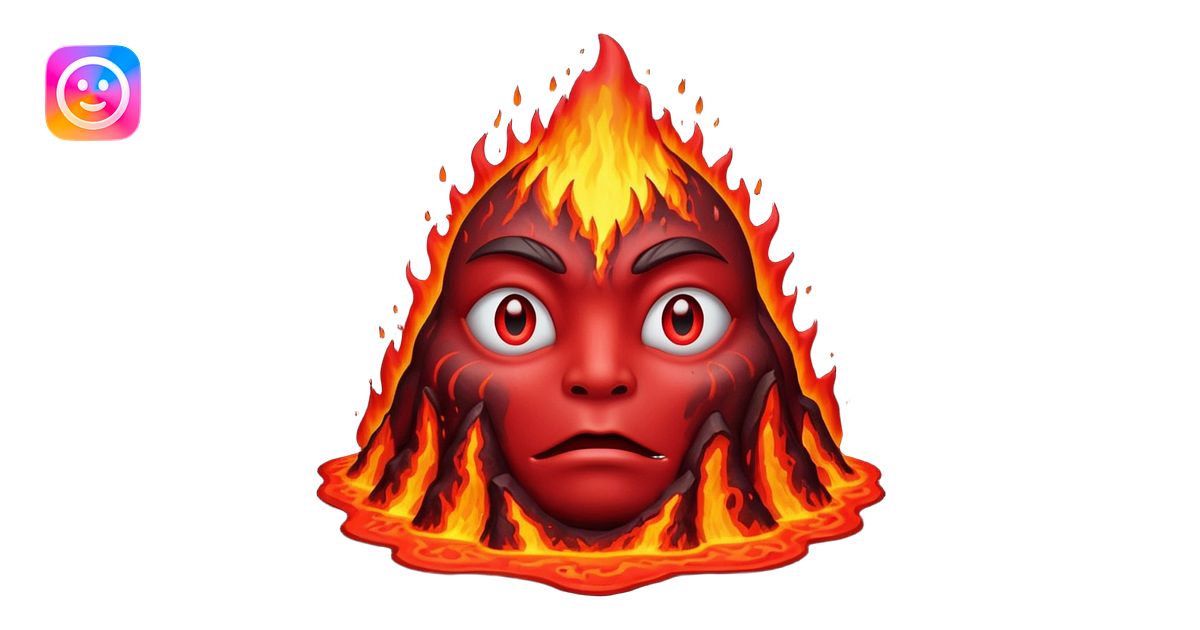 Create a volcano with its eyes tightly shut red face emoji | AI Emoji ...