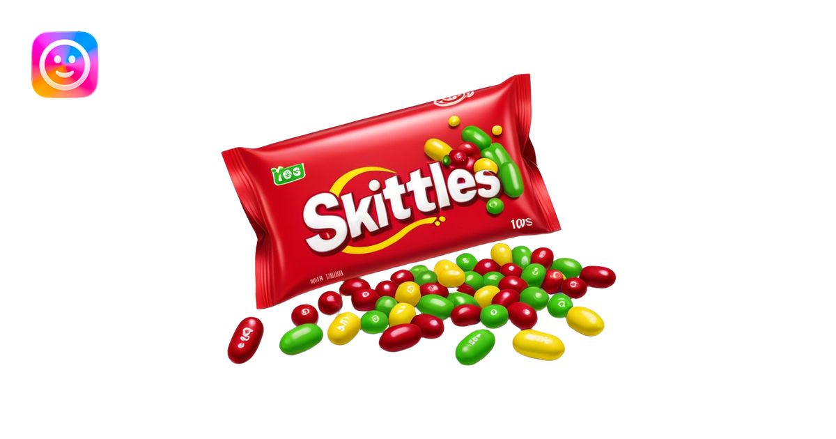 Red Skittles package with logo, the original red Skittles pack design ...