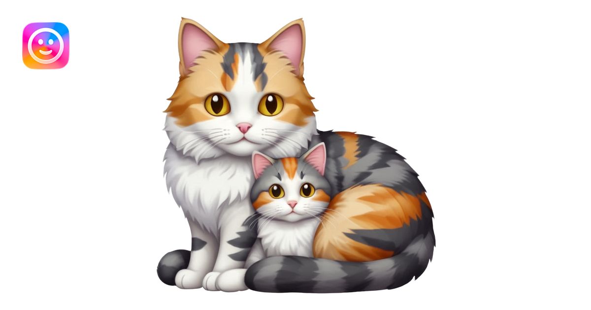 full body colourful light patched calico + white tabby cat cuddling a ...