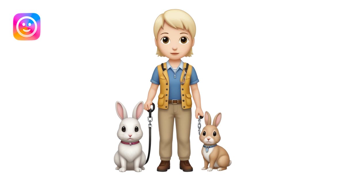Walker + rabbit leash, Pet Walkers. emoji | AI Emoji Generator