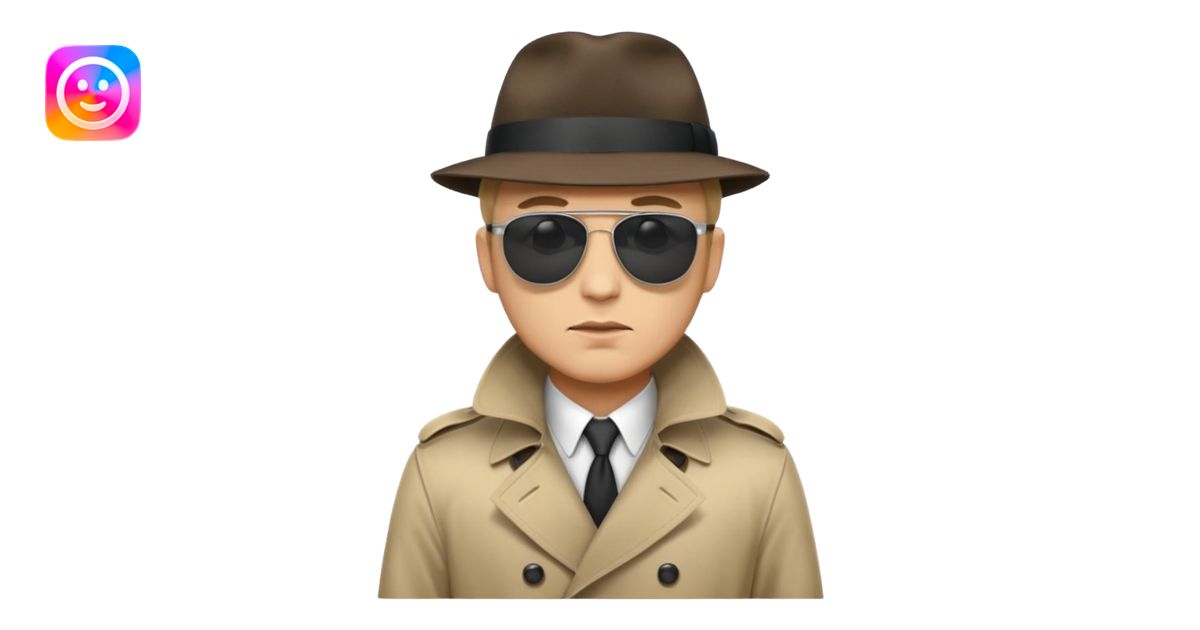 spy wearing sunglasses, a fedora and trench coat. He is looking ...