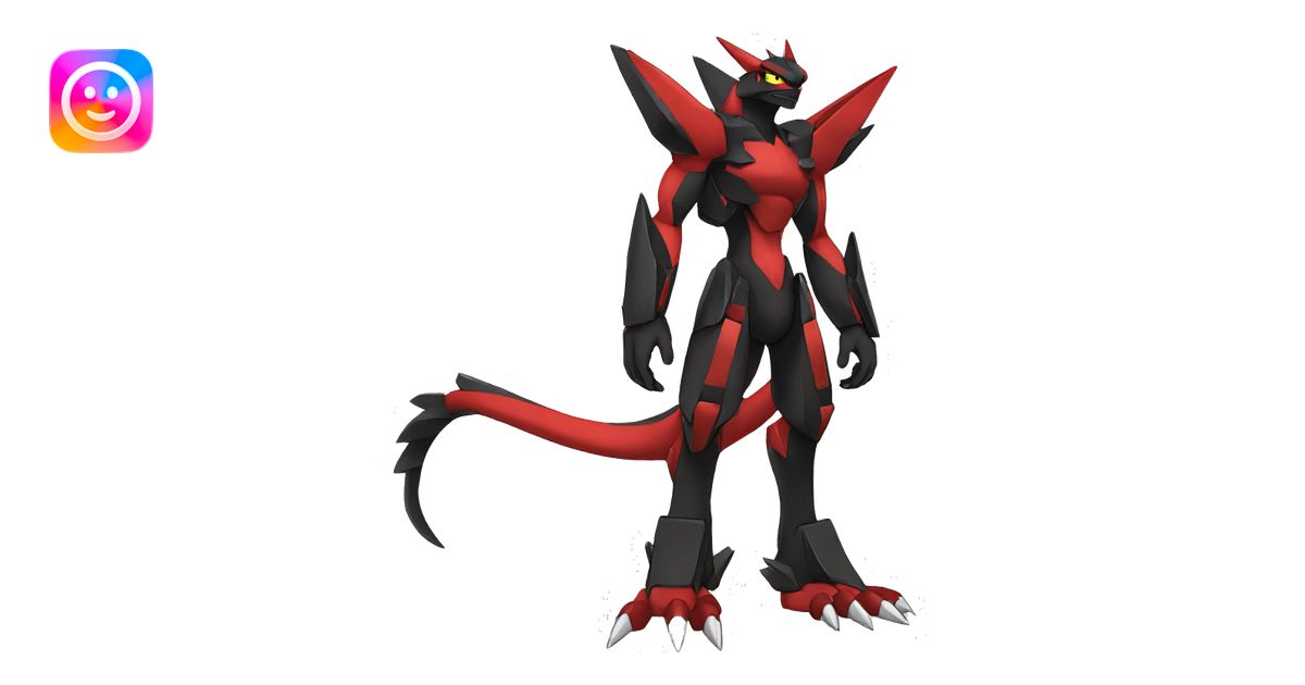 Cool Edgy Black Red Digimon-Fakemon-Guilmon full body emoji | AI Emoji ...