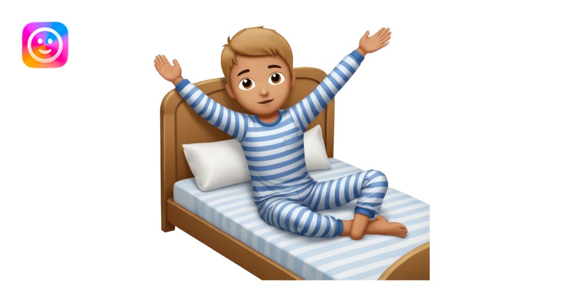 emoji- of a cute stretching boy waking up in bed emoji | AI Emoji Generator