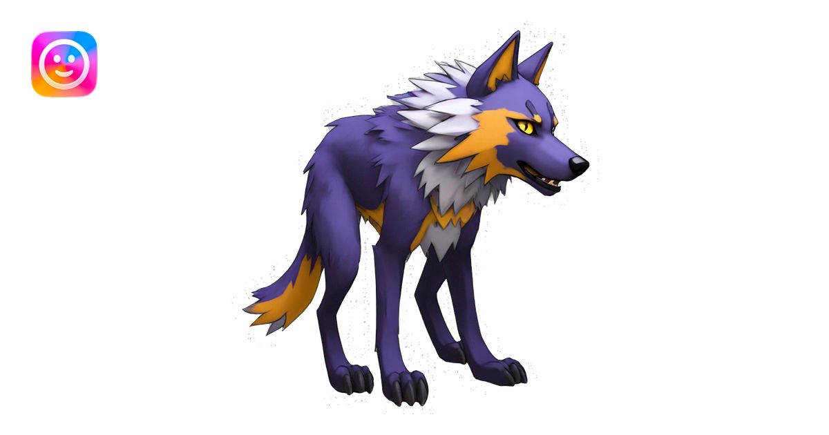 Edgy Colorful Digimon-Fakemon-Wolf with edgy markings full body emoji ...