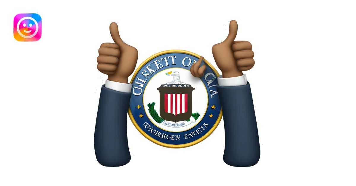 Cia logo saying cia inside. 2 arms the one holding glasses over the ...