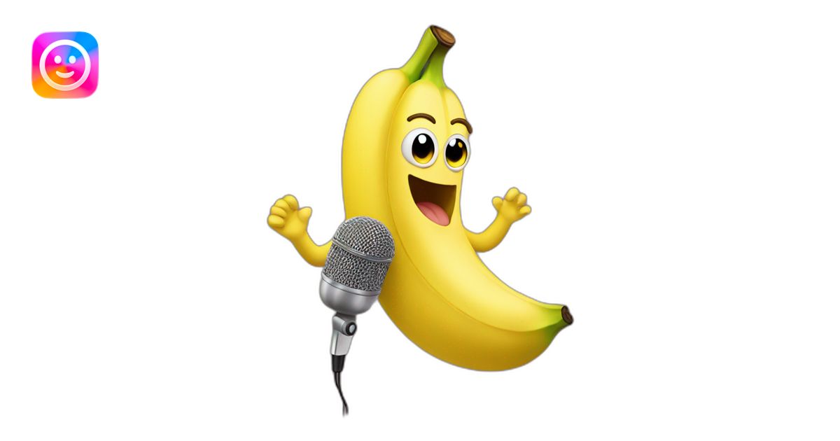Banana singing with microphone emoji | AI Emoji Generator