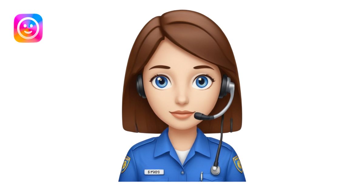dispatcher female blue eyes brown hair no uniform emoji | AI Emoji ...