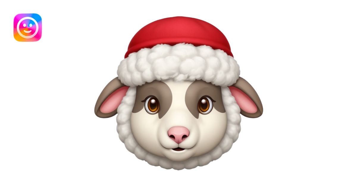 Sheep wear a red hat, portrait emoji | AI Emoji Generator