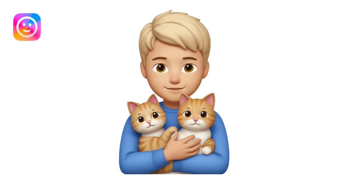 "Apple Memoji style 3D character, a young man person gently petting and ...