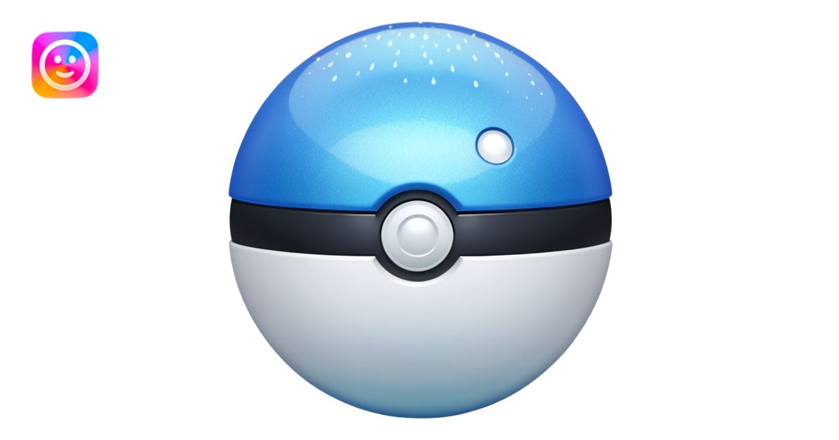 blue pokeball emoji, top half is a more saturated blue, bottom half is ...