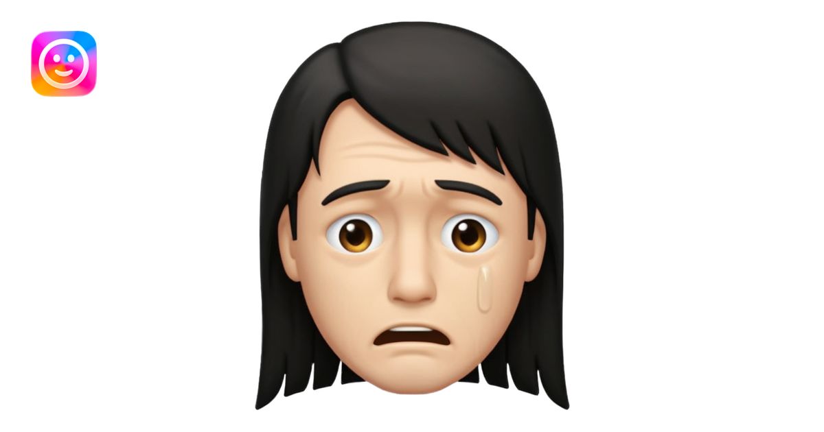 Crying man with long dark mullet emoji | AI Emoji Generator