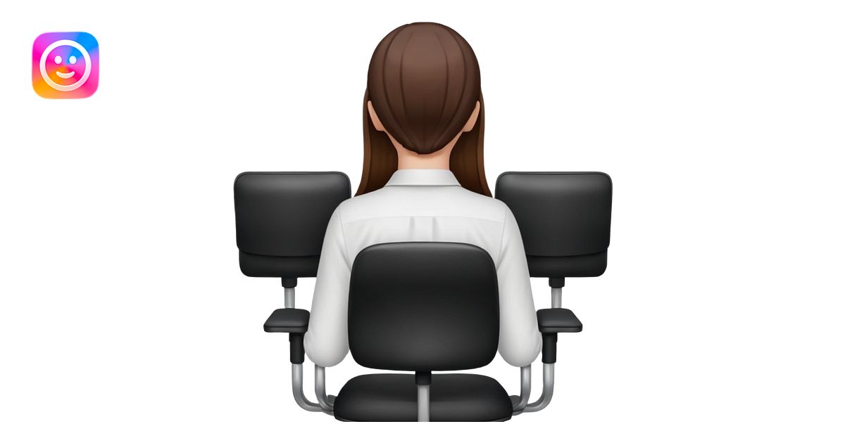 Woman from Back of head sitting on an office chair emoji | AI Emoji ...