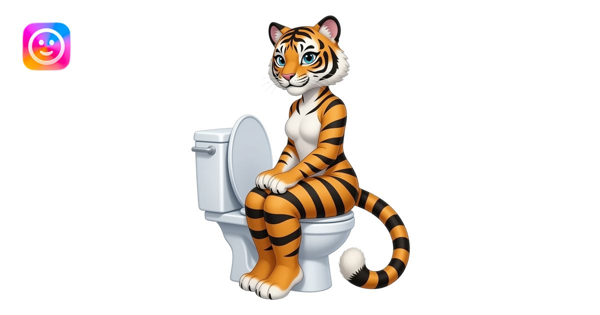 Female tiger furry person woman sitting on toilet pants of,side,fursona ...
