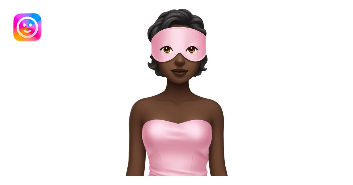 Dark skin girl Pink satin sleep mask emoji | AI Emoji Generator