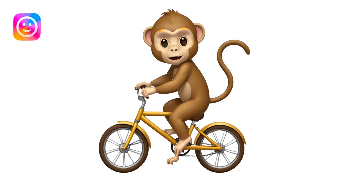 monkey pretending to ride bike but bike emoji | AI Emoji Generator