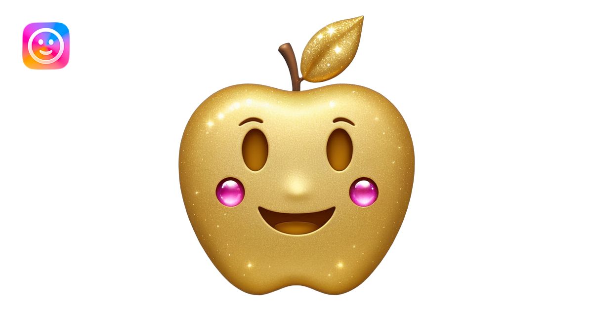 3D Apple-style emoji of fine, tiny glitter dust, sparkling brightly ...