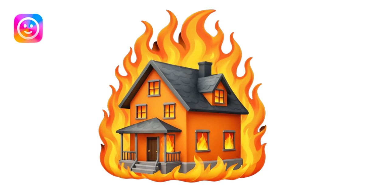 house on fire, bright flames emoji | AI Emoji Generator