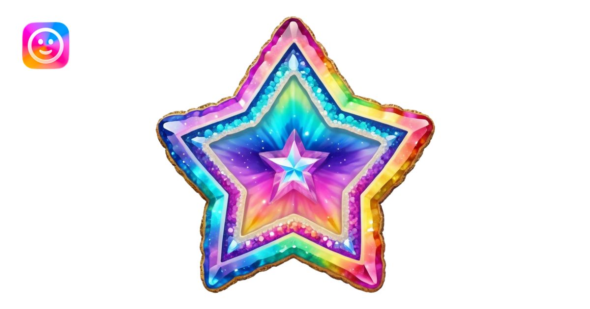 hd detailed glittering vibrant rainbow holographic star shaped geode ...
