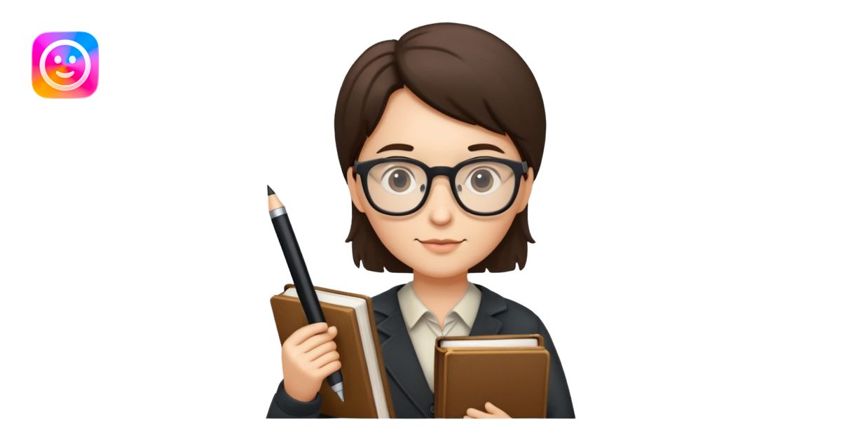 writer holding big pen and book, wearing glasses emoji | AI Emoji Generator
