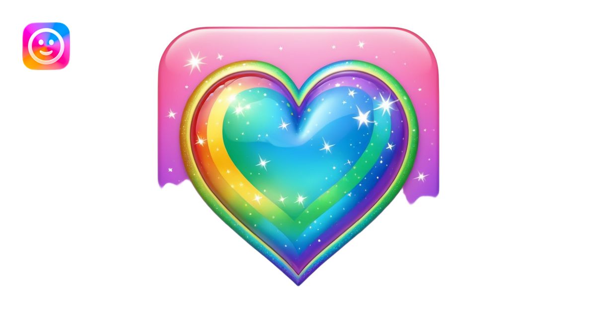 Rainbow- colored heart with sparkles emoji | AI Emoji Generator