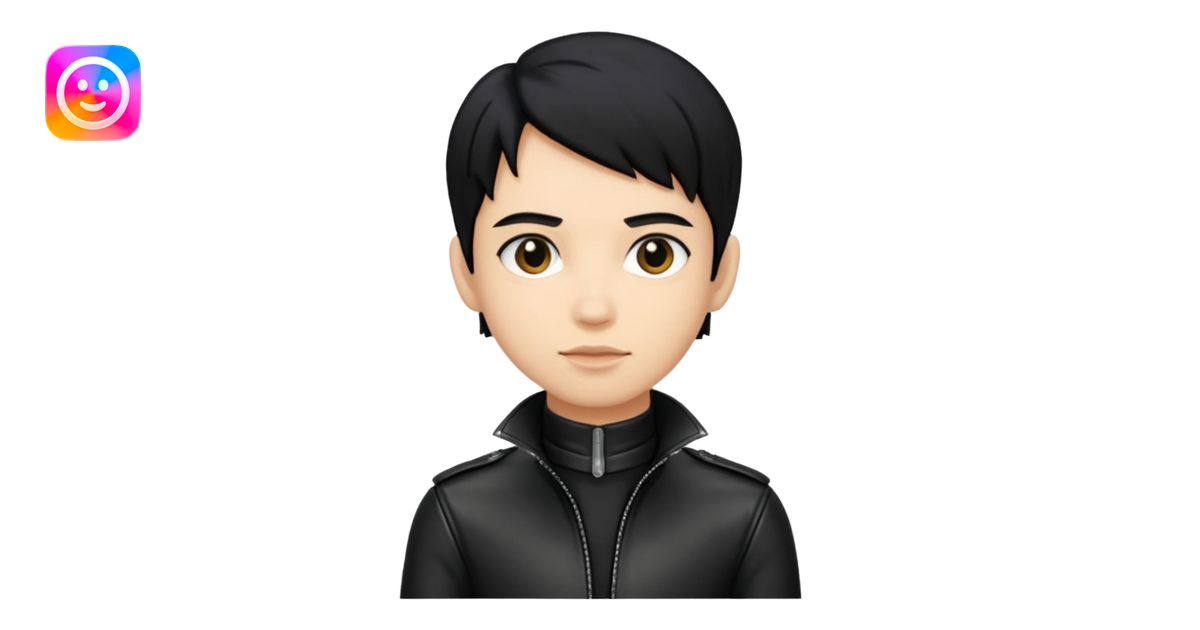 Neo from The Matrix with light skin, black hair, black outfit emoji ...