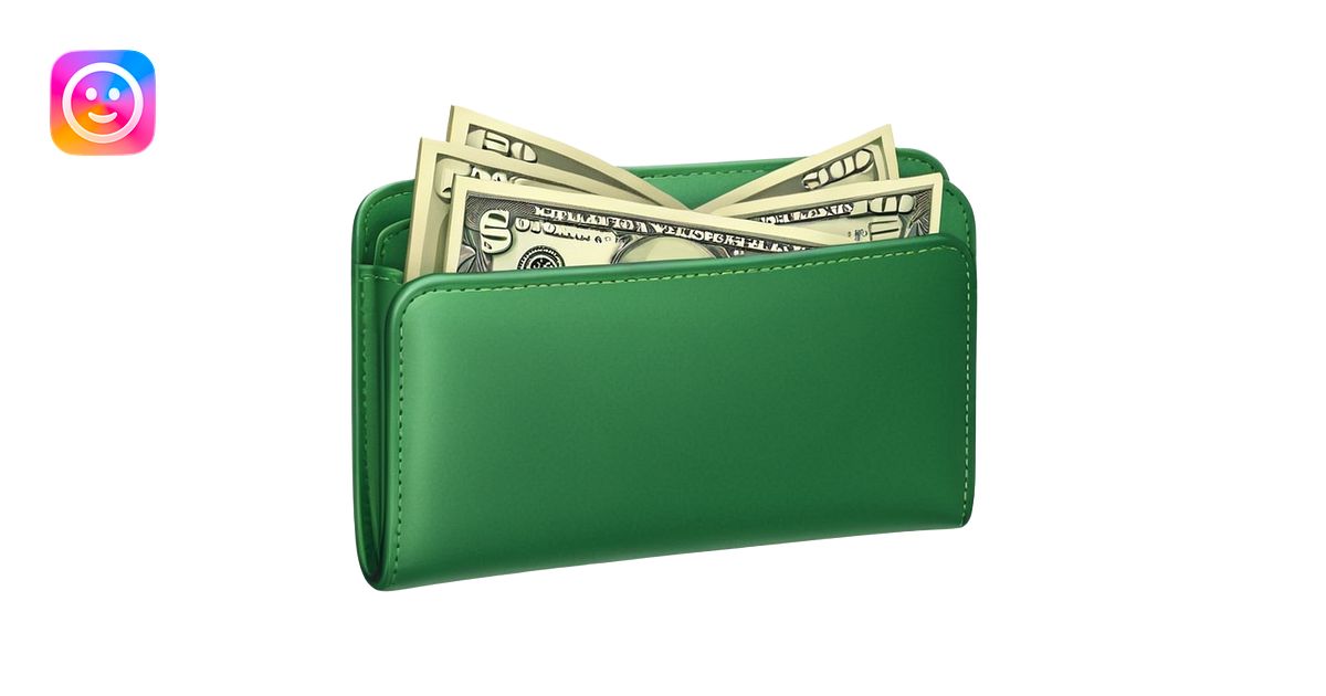green wallet with dollars emoji | AI Emoji Generator