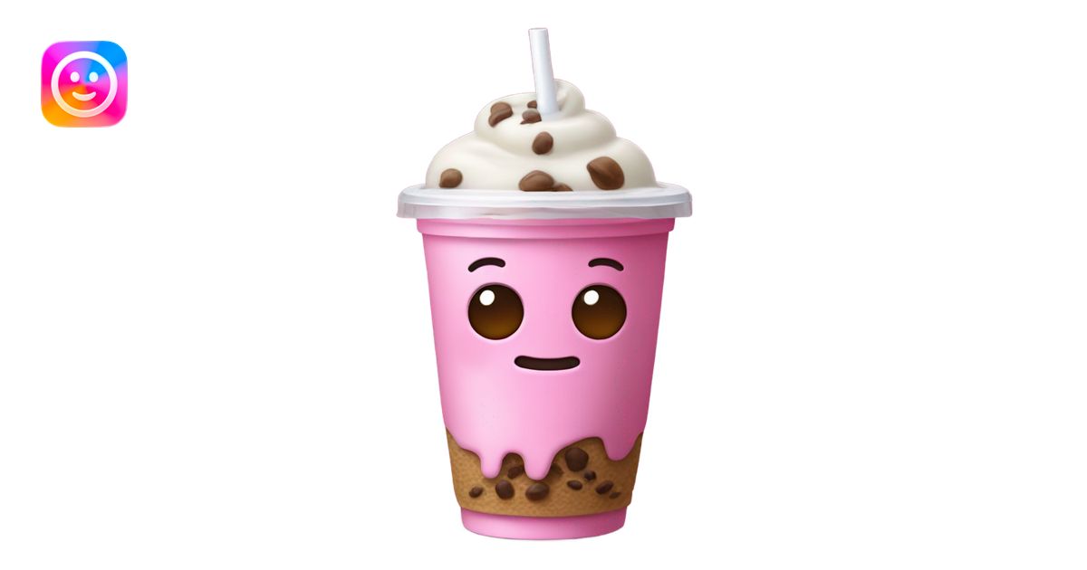 Pink poop emoji drinking boba emoji | AI Emoji Generator