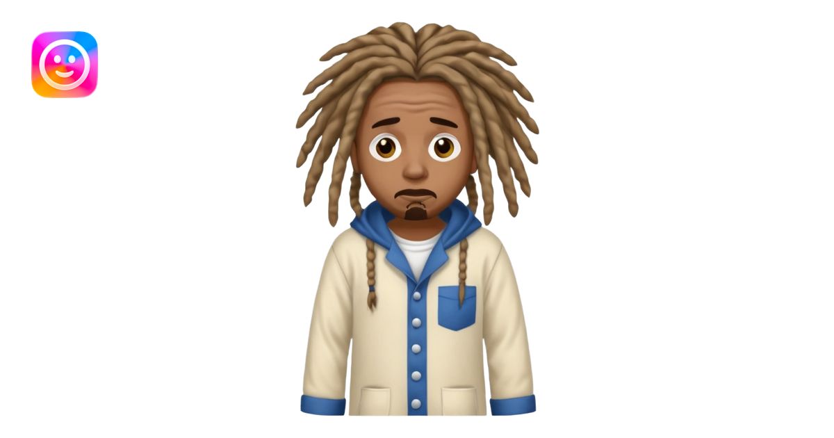 scared rapper with dreadlocks and pyjamas emoji | AI Emoji Generator