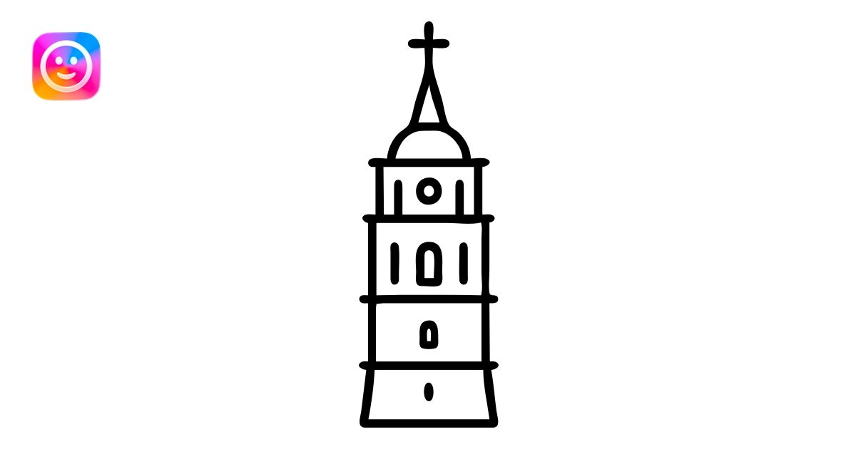 simplified tower of Vilnius Cathedral, Discord role icon, clear lines ...