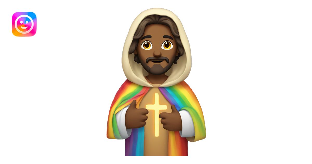 zesty jesus with rainbow cloak emoji | AI Emoji Generator