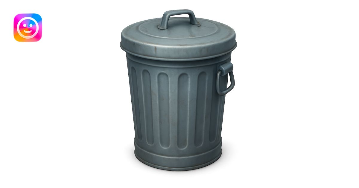 Draw a Pixar-style trash can. The trash can should be visible from the ...