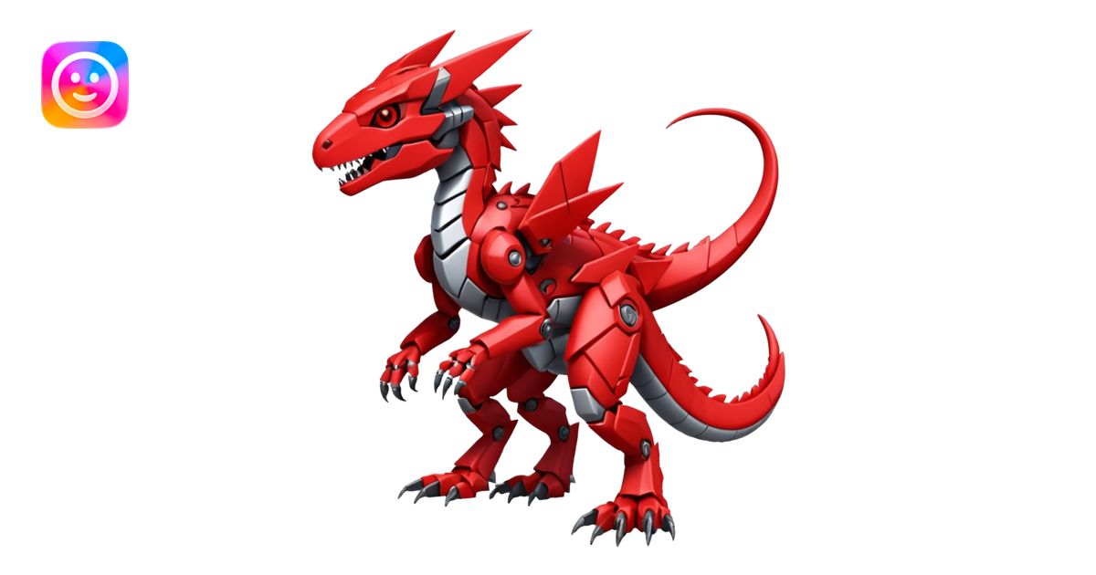 Cool Edgy Futuristic Red Digimon-Fakemon-Guilmon-Velociraptor-Dragon ...