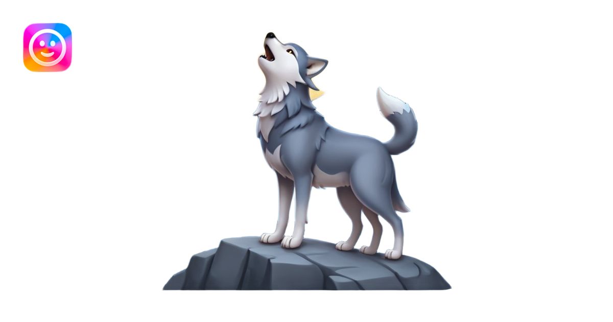 Wolf howling at the moon emoji | AI Emoji Generator